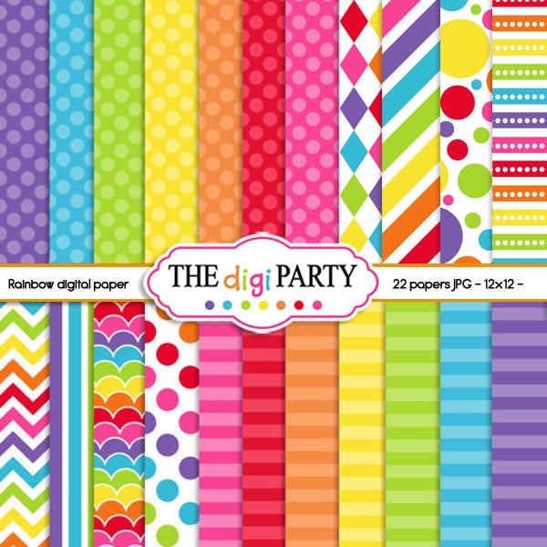 Rainbow Digital Paper Background Pattern Scrapbook Printable - Etsy