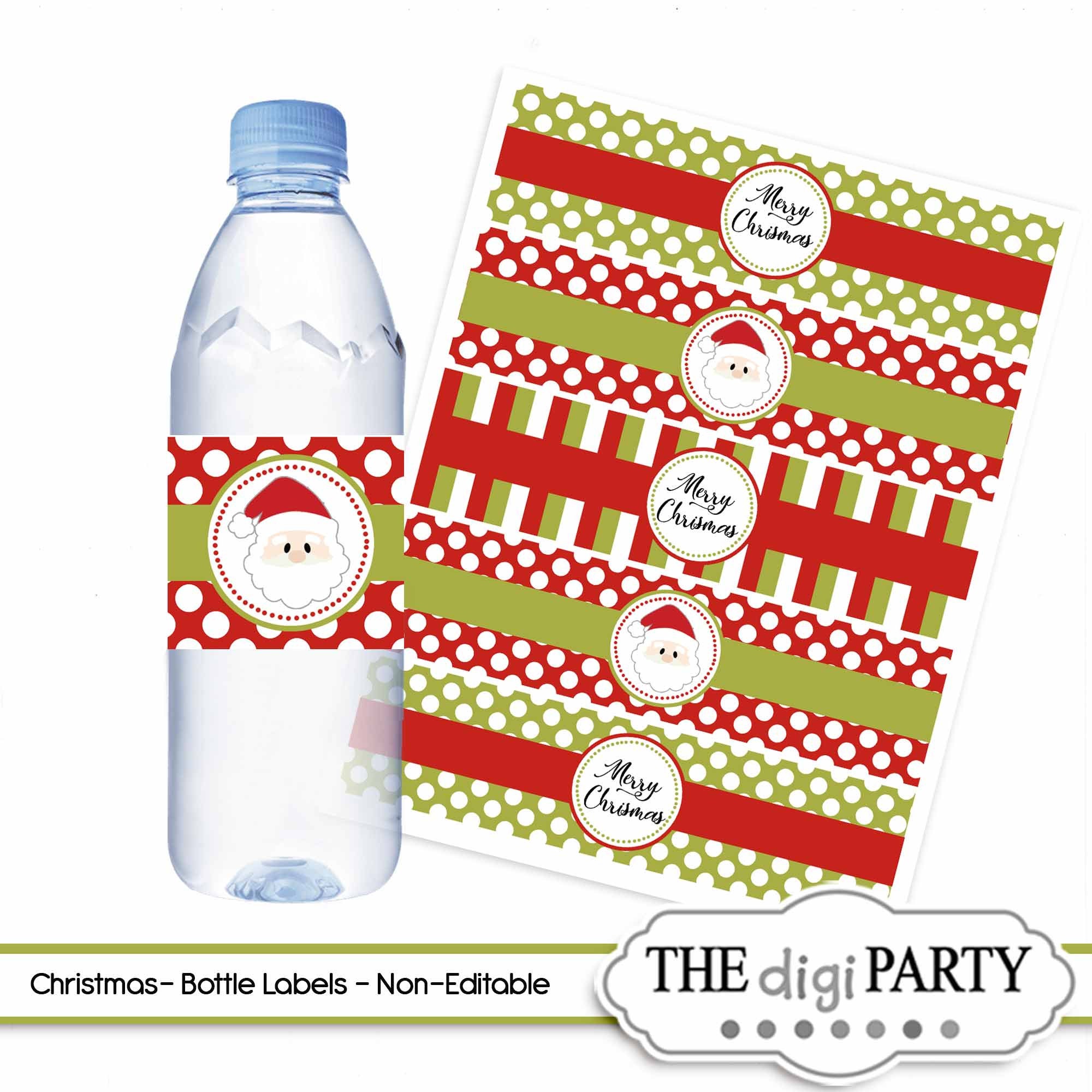 Christmas Water Bottle Label Wrappers Santa Printable Tags - Etsy