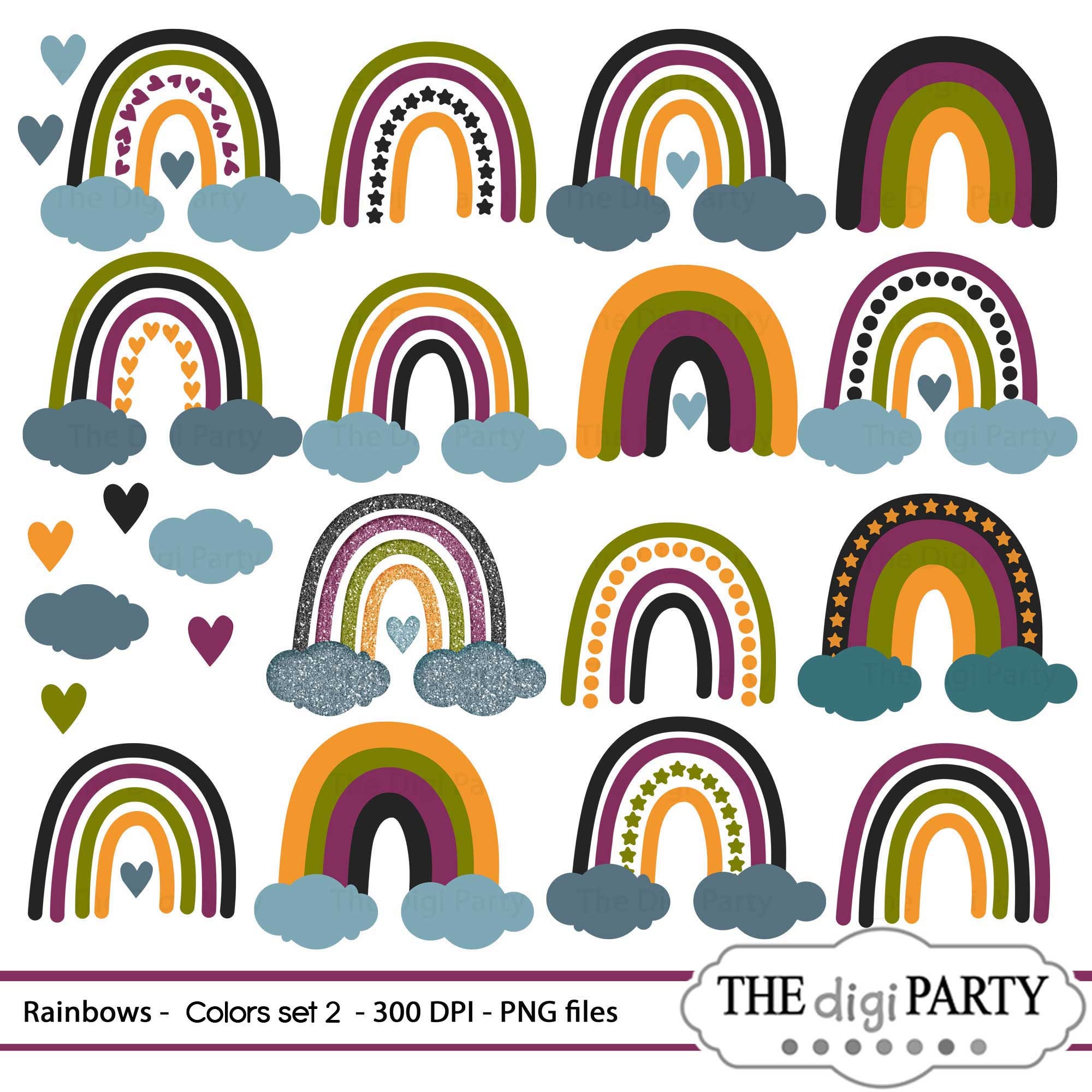 Thanksgiving Rainbow Clipart With Glitter Rainbow Clip Art - Etsy