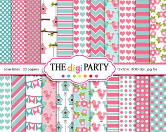 Valentine's Day Digital Paper Love Heart Printable Papers | Etsy