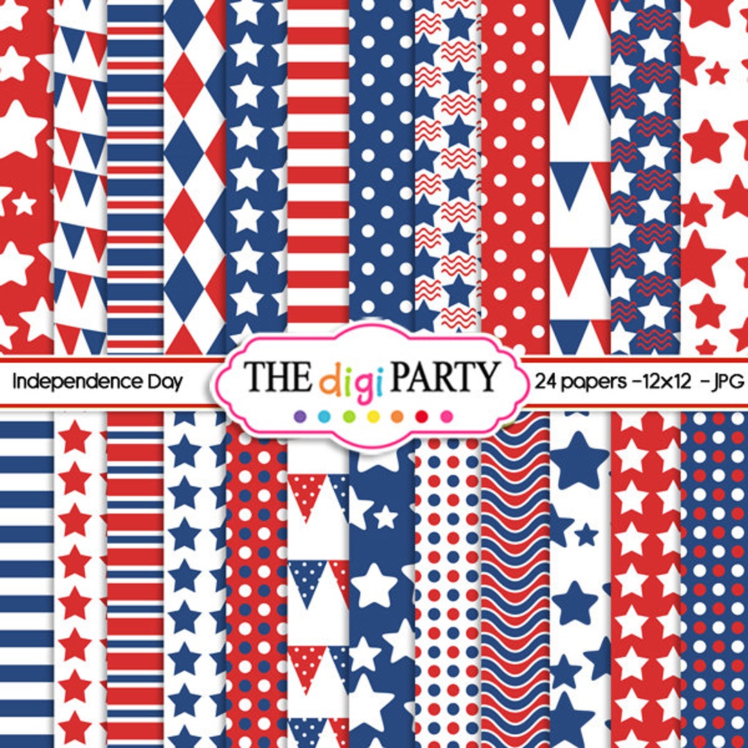 Patriotic Digital Paper Background Pattern, 4th of July Scrapbook ...