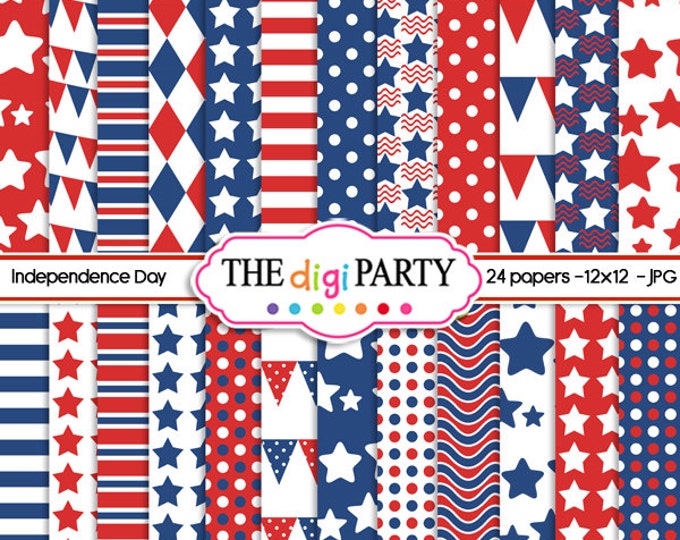 Patriotic Digital Paper Background Pattern 4th of July - Etsy