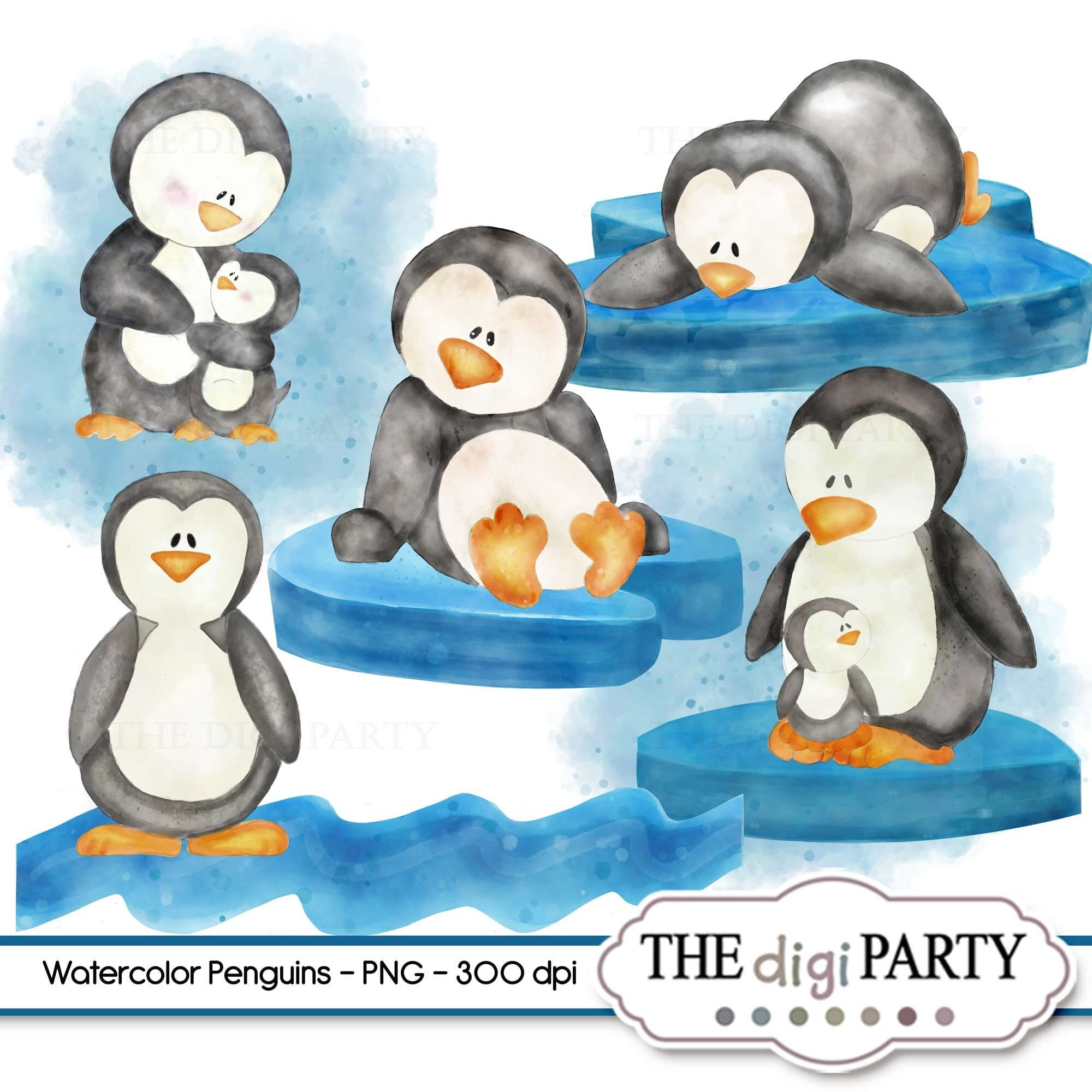 Sliding Penguins Clipart