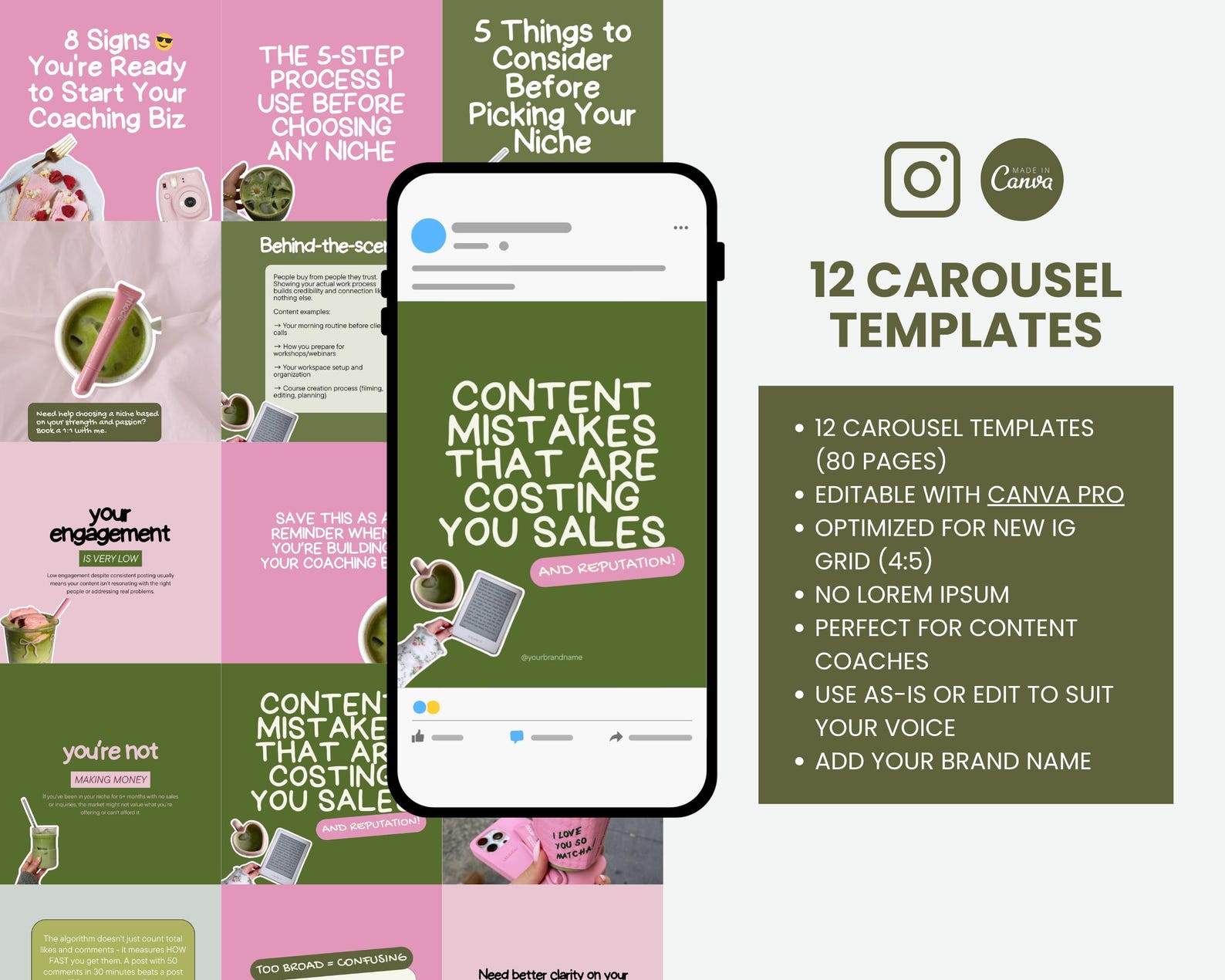 12 Instagram Carousel Templates for Coaches and Course Creators | Fully ...