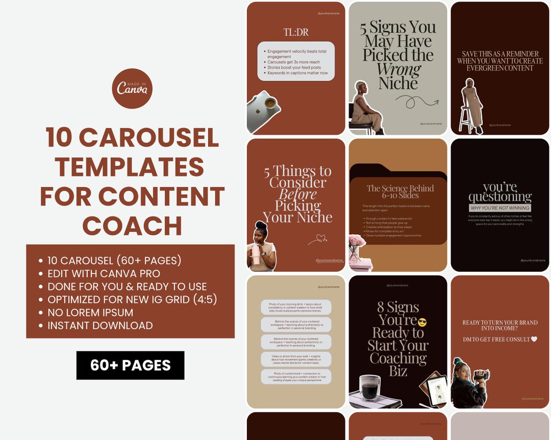 10 Instagram Carousel Templates for Content Coach Course Creators ...