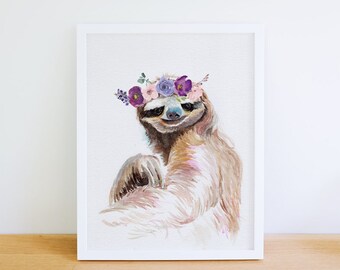 Sloth art | Etsy