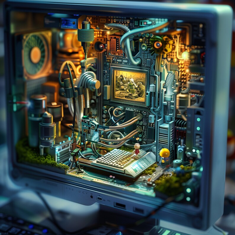 60 Miniature Electronic Worlds - Surreal Digital Art - PNG - 300 DPI ...