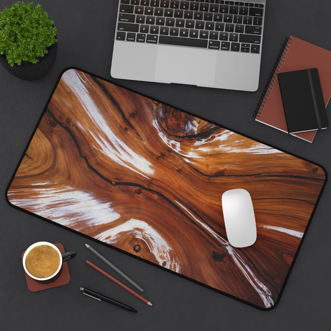 Super Glossy Brown Drift Wood Desk Mat / Large Mouse Pad - Stylish ...