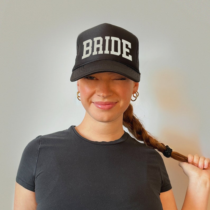 Bride Trucker Hat Blue Embroidered Bride Hat, Bachelorette Outfit Bride ...