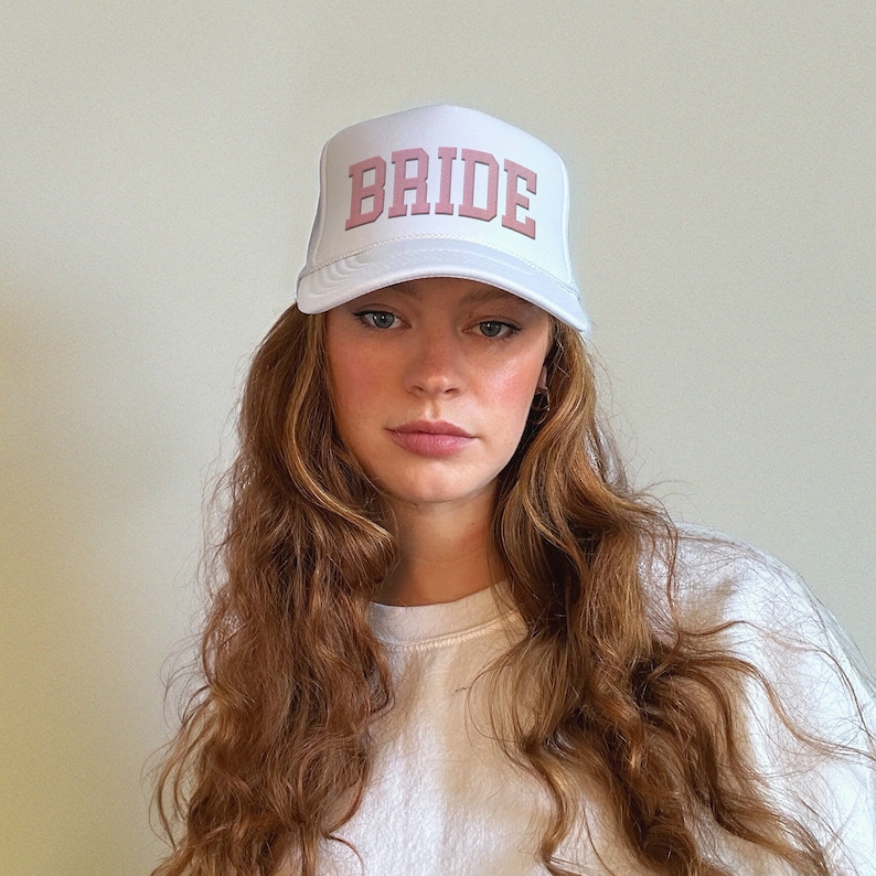 Bride Trucker Hat Blue Embroidered Bride Hat, Bachelorette Outfit Bride ...