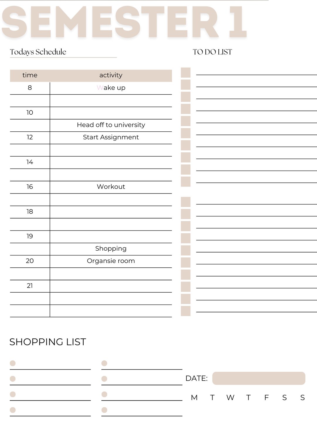 Student Planner, Student Organisation, to Do List, Organiser, Student ...
