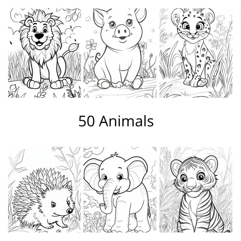 50 ANIMAL Coloring Pages, Animals Coloring Book, Coloring Pages for ...