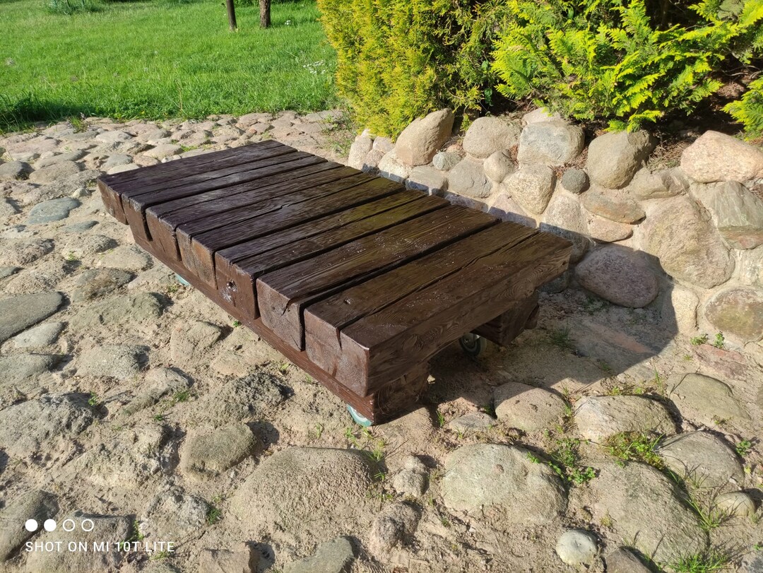 Wooden Table on Wheels - Etsy