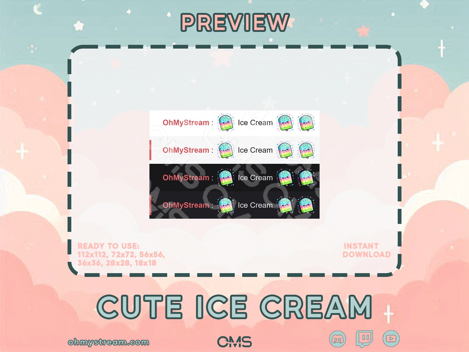 Ice Cream Channel Point | Cute Twitch Emote | Stream | Twitch Channel ...