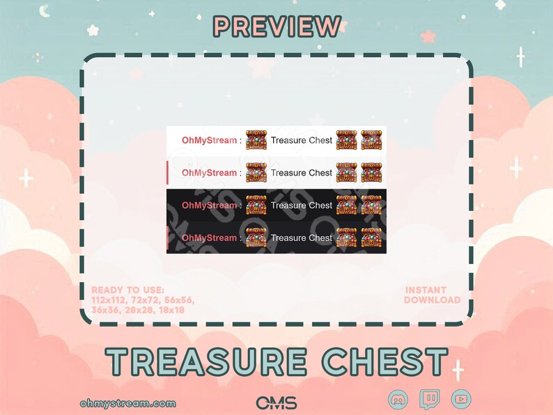 Treasure Chest Channel Point Emote | Twitch, Youtube, Discord (PNG) - Etsy
