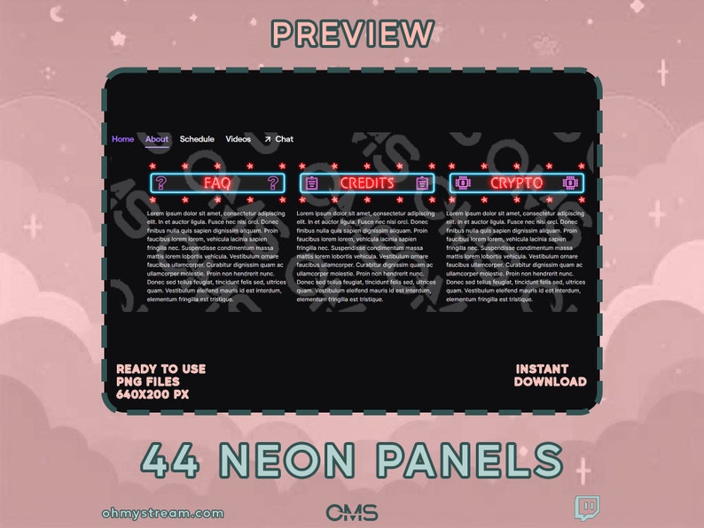 Neon Twitch Panels | Twitch Profile Panels| Stream | Streaming Panels ...