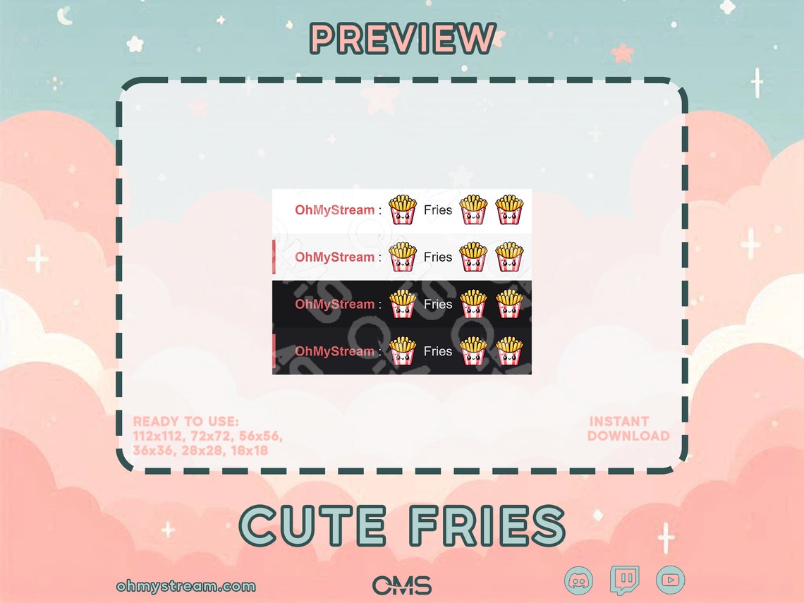 Fries Chips Channel Point | Cute Twitch Emote | Stream | Twitch Channel ...