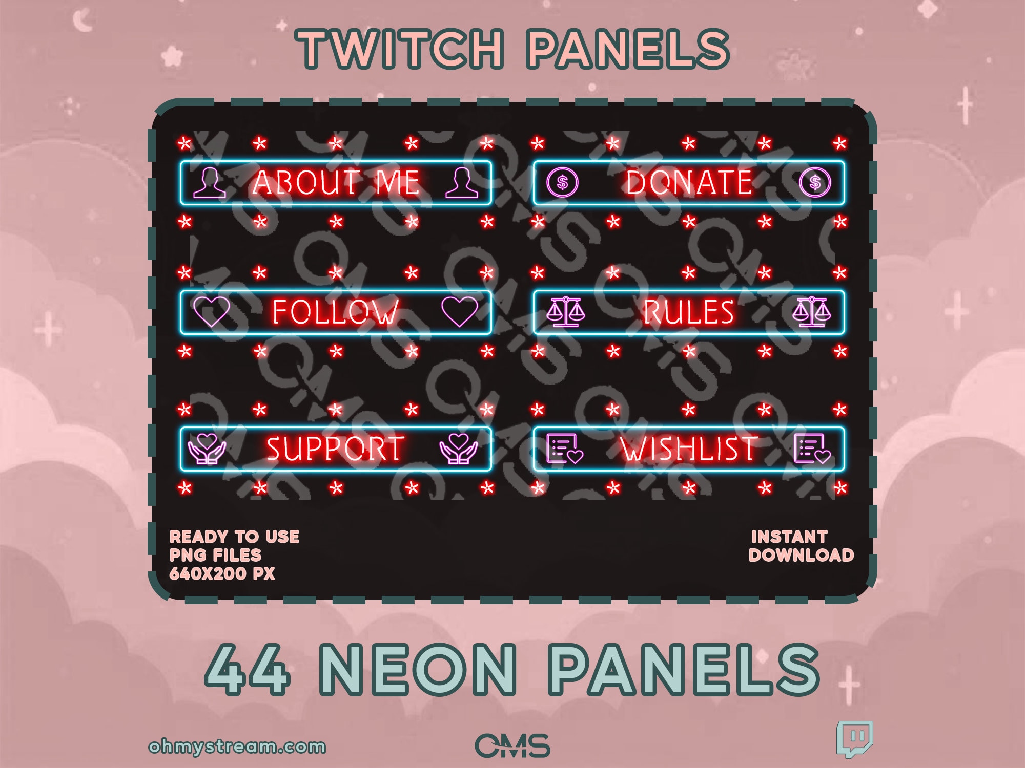 Neon Twitch Panels Twitch Profile Panels Stream Streaming Panels Glow ...