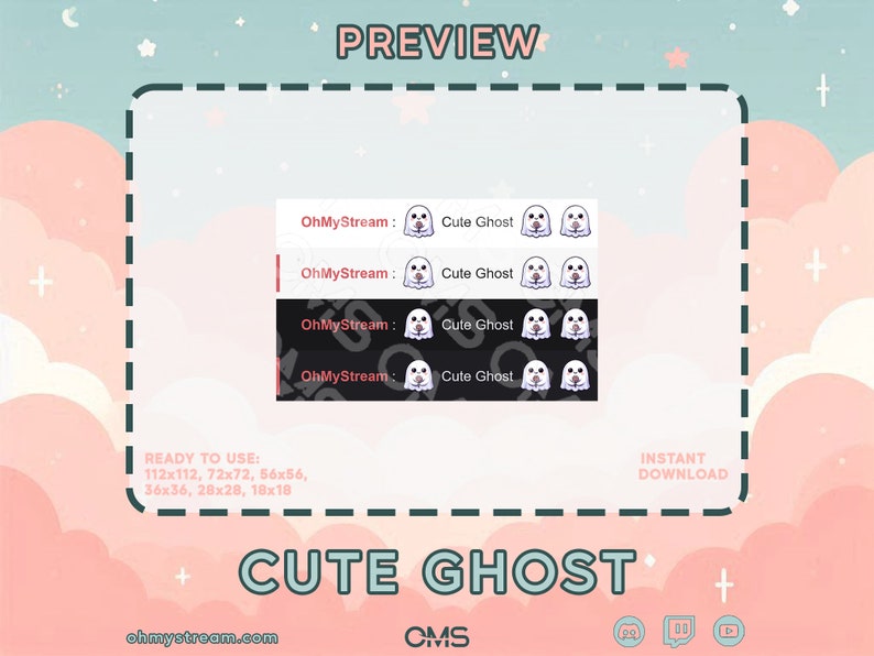 Cute Ghost Channel Point | Emote Twitch | Youtube / Twitch / Discord - Etsy
