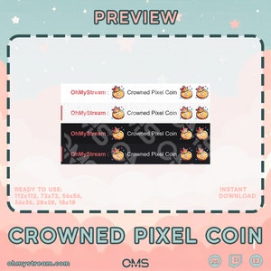 Crowned Pixel Coin Channel Point | Emote Twitch | Youtube / Twitch ...
