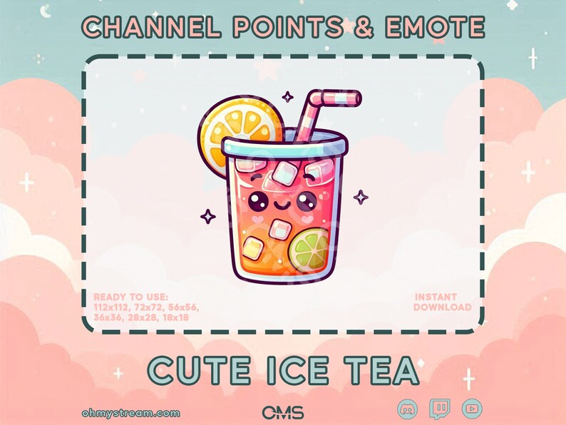 Ice Tea Channel Point | Cute Twitch Emote | Stream | Twitch Channel ...