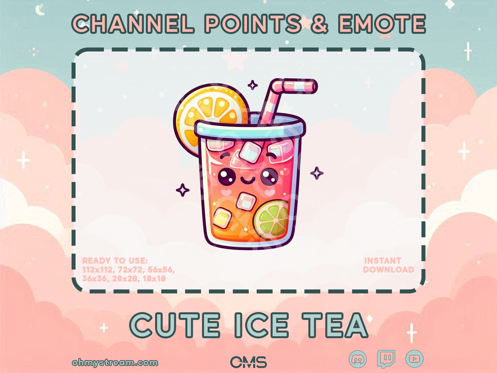 Ice Tea Channel Point | Cute Twitch Emote | Stream | Twitch Channel ...