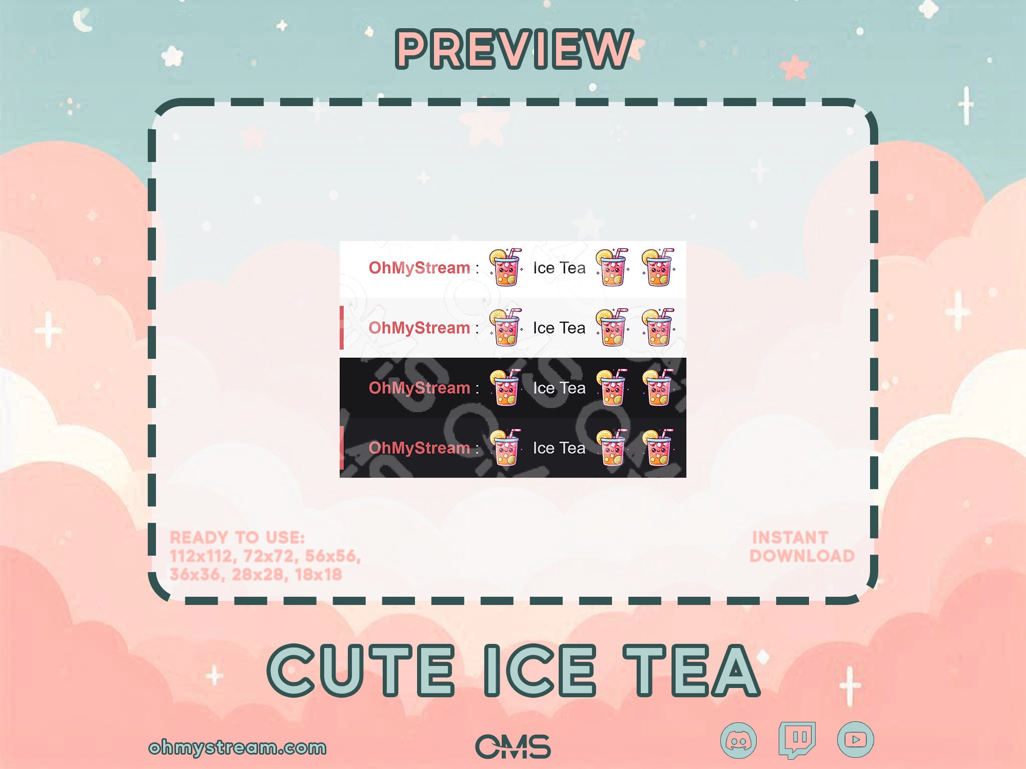 Ice Tea Channel Point | Cute Twitch Emote | Stream | Twitch Channel ...