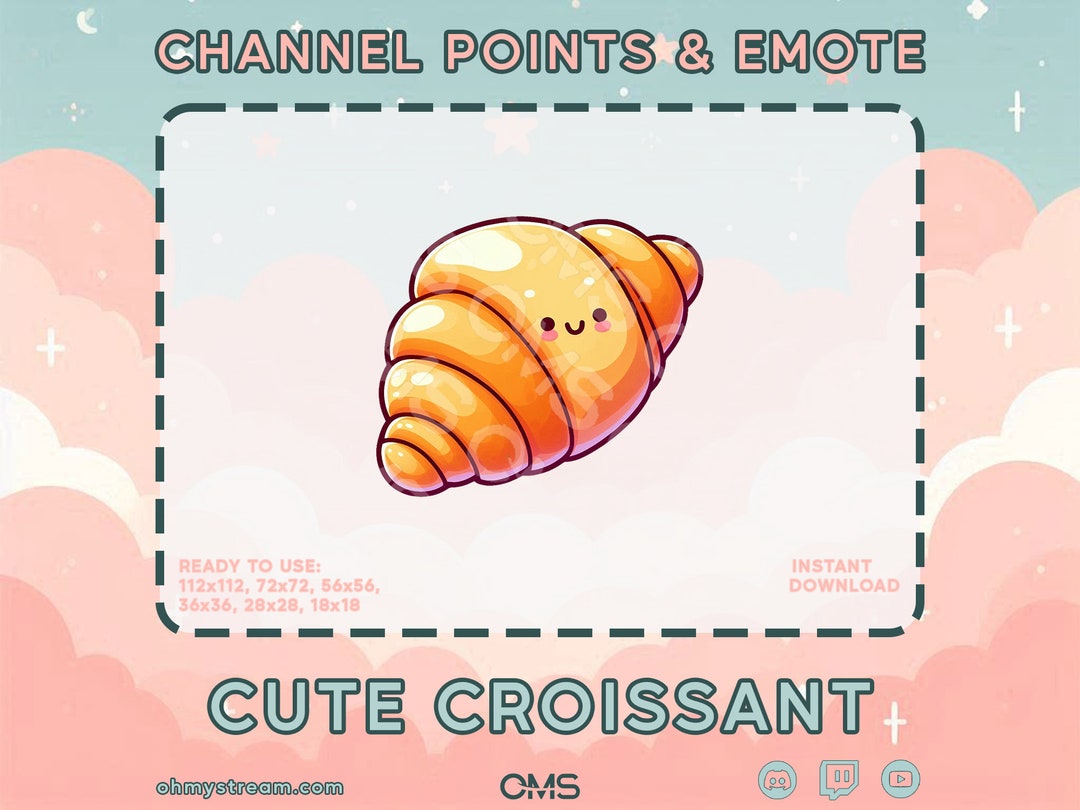 Cute Croissant Twitch Emote | Channel Points (PNG) - Etsy