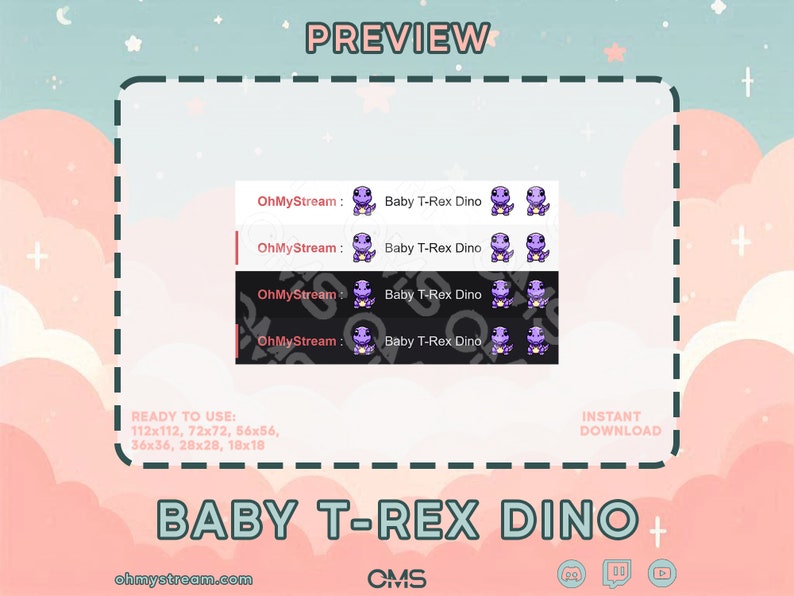 T-rex Dino Channel Point | Twitch Emote | Stream | Twitch Channel ...