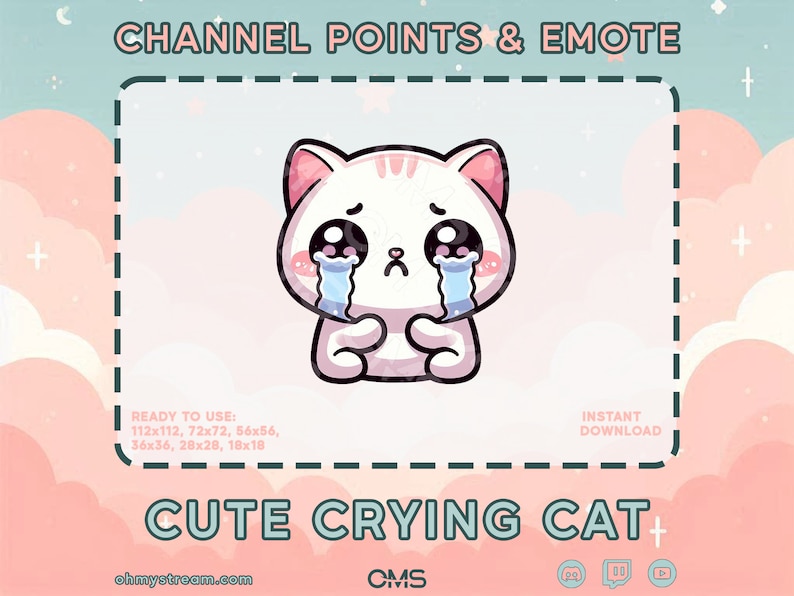 Cute Crying Cat Twitch Emote | Channel Points | Stream | Twitch Channel ...
