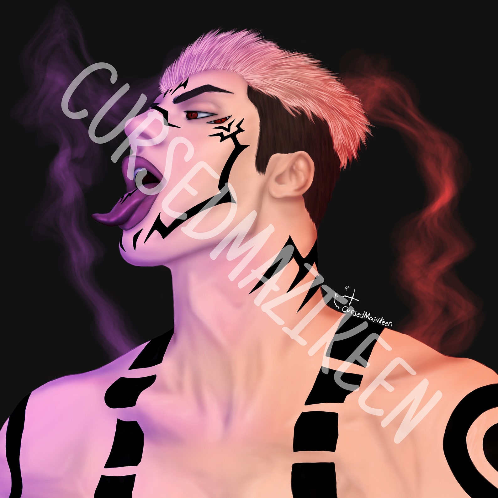 Sukuna Smoke Aura Digital Print Jujutsu Kaisen Art JJK Art - Etsy