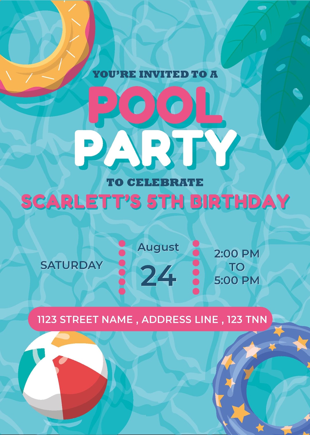 Editable Summer Pool Party Invitation. Pool Birthday Party. School Pool ...