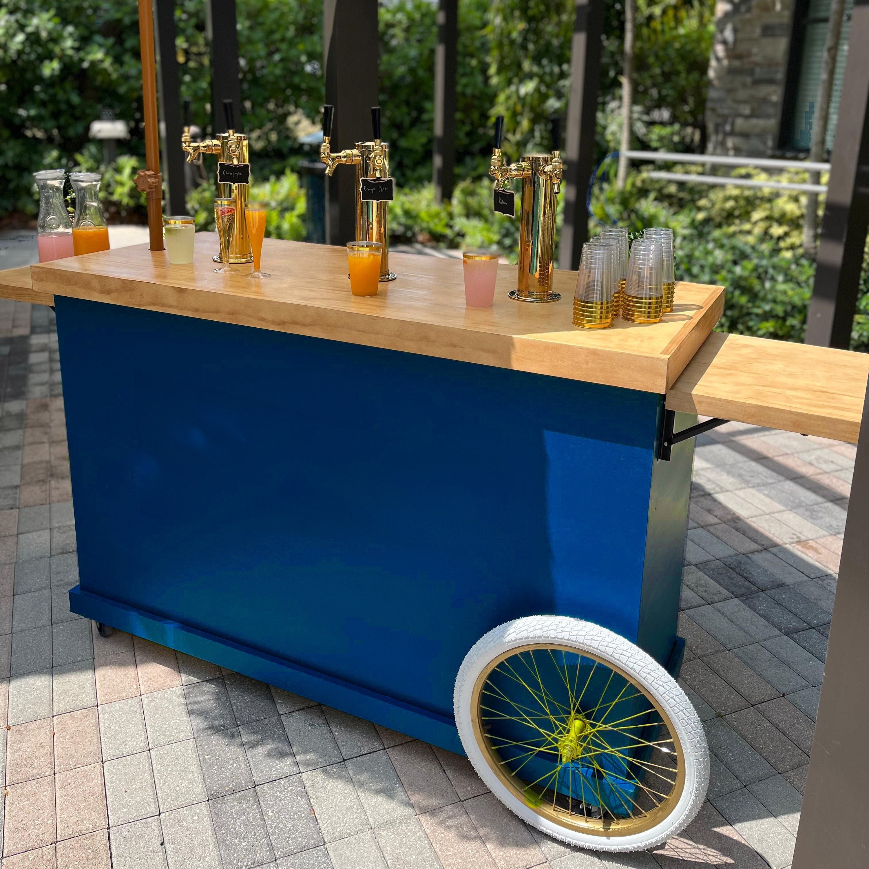 Navy Blue 5ft Mobile Bar Cart, Bar Cart, Mobile Bar, Coffee Cart ...