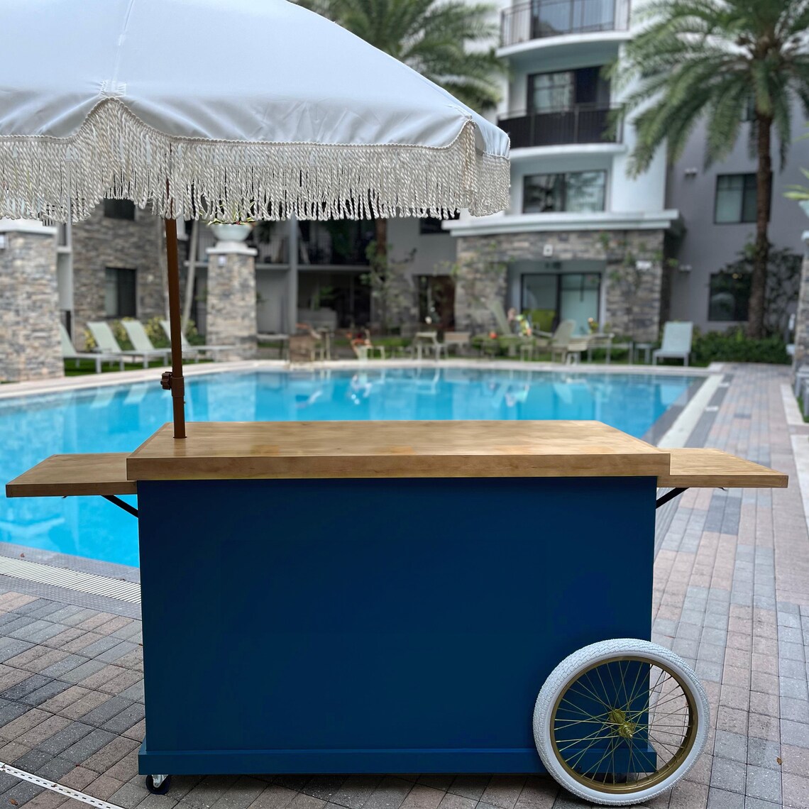 Navy Blue 5ft Mobile Bar Cart, Bar Cart, Mobile Bar, Coffee Cart ...