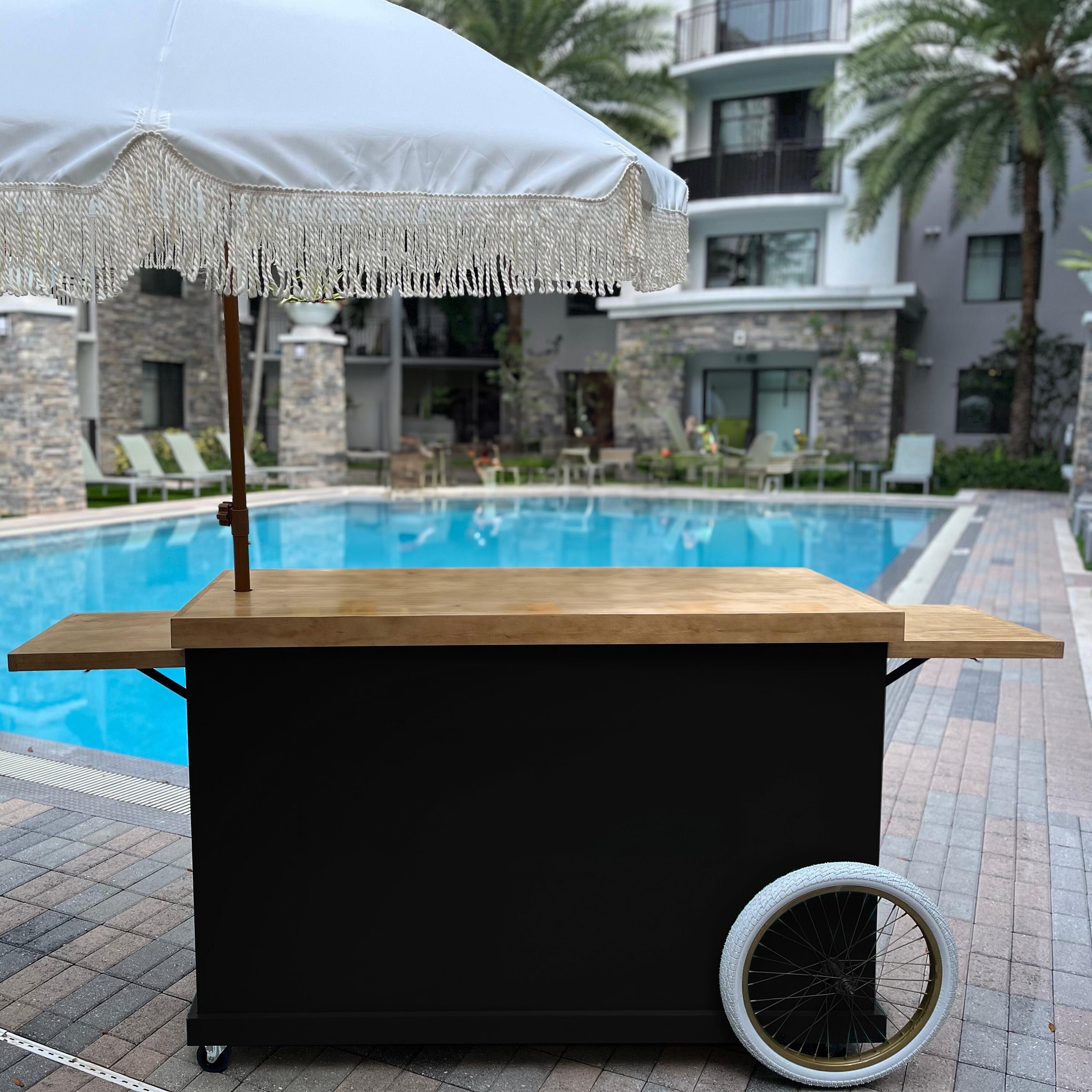 Black 4ft Mobile Bar, Black Coffee Cart, Bar Cart, Mobile Coffee Bar ...