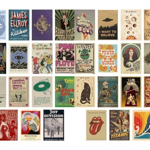 Retro Poster Set 60 Piece Vintage Wall Collage Kit, Room Decor ...