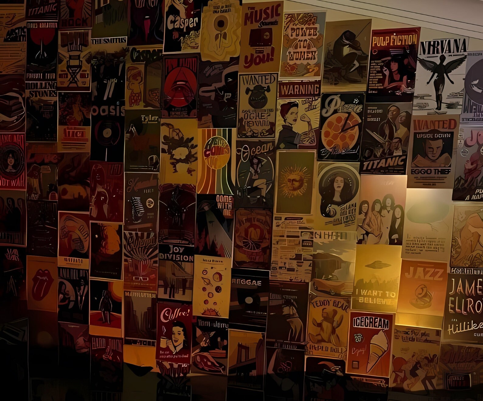 Retro Poster Set 60 Piece Vintage Wall Collage Kit, Room Decor ...