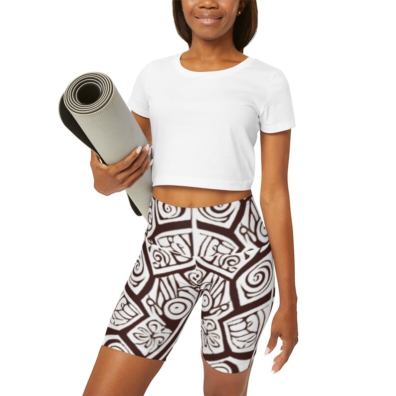 High-waist Yoga Shorts Boasts, Maori Design, Tribal Workout Pants ...