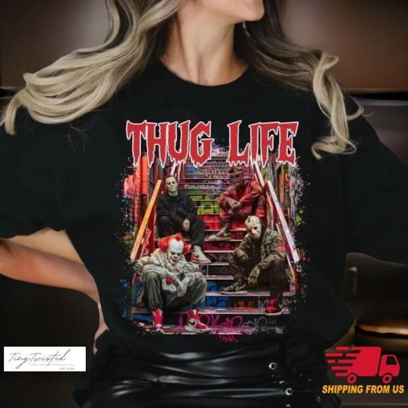 Thug Life Horror Movie Shirt, Michael Myers Shirt, Jason Voorhees Shirt ...