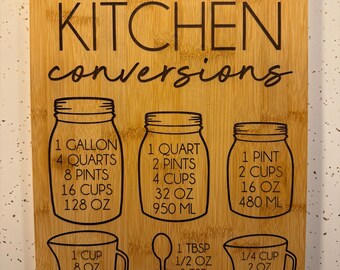 Laser Engraved Bamboo Mini Cutting Board Kitchen Conversions - Etsy