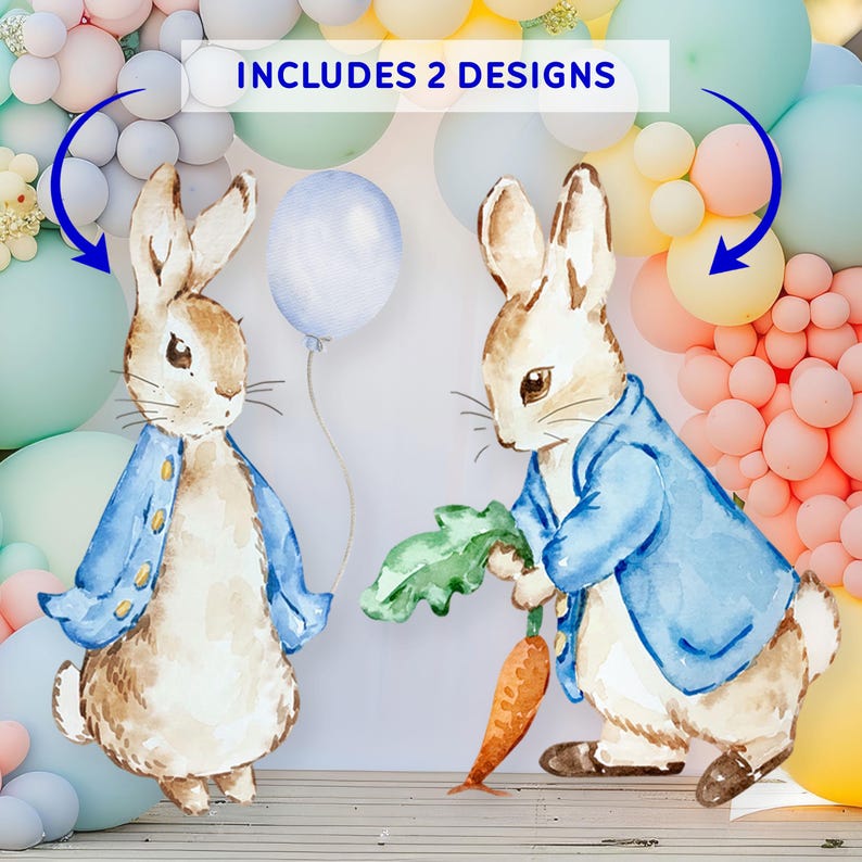 Printable Peter Rabbit Big Decor Cutout, Blue Bunny Birthday Decor ...