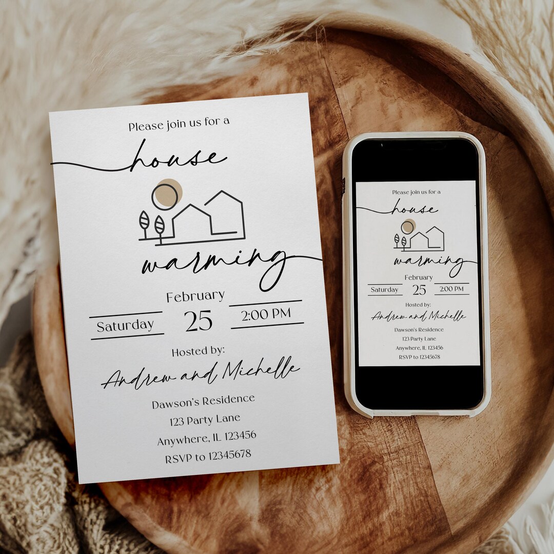 Editable House Warming Invitation, Simple Minimalist Housewarming ...