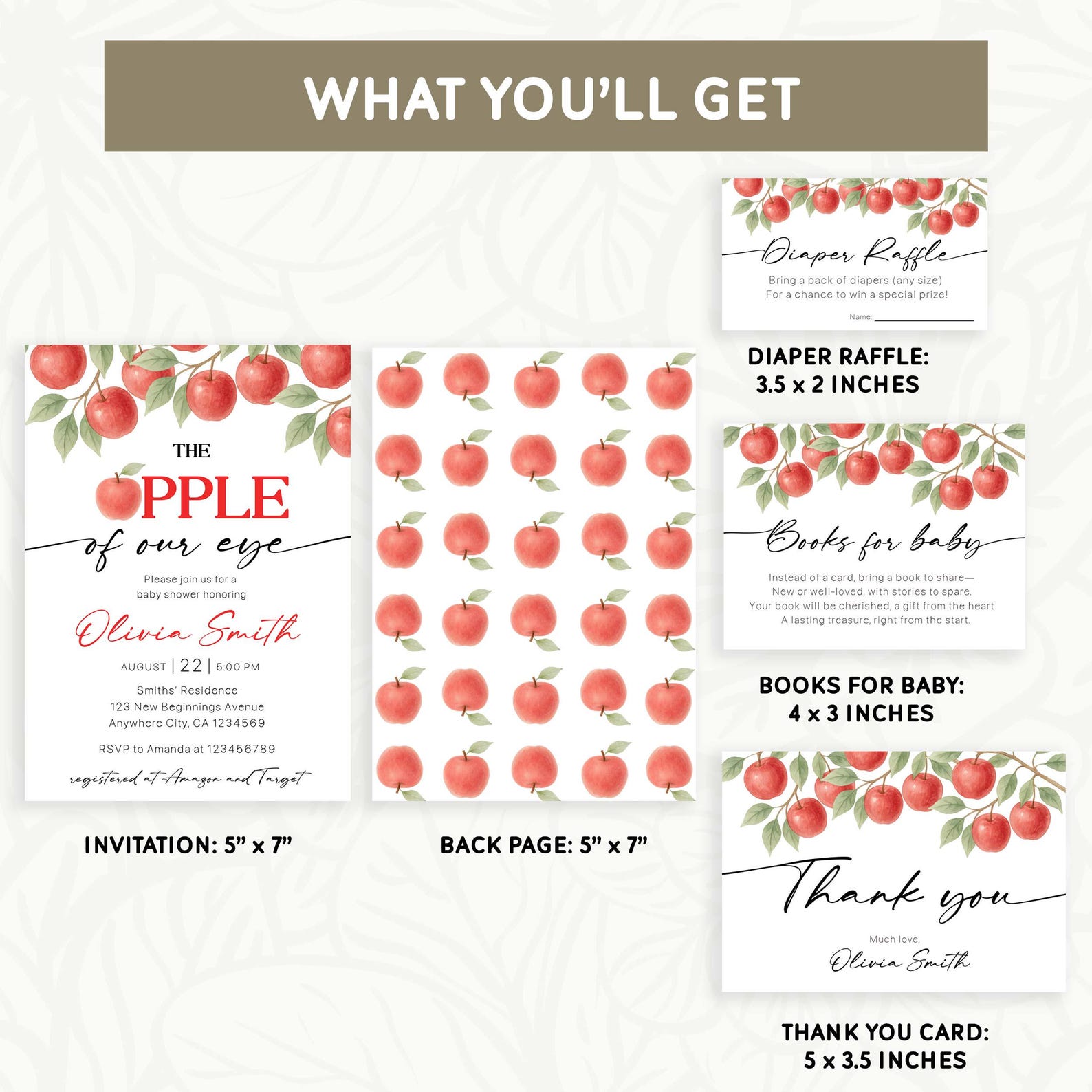 Apple of Our Eye Baby Shower Bundle, Fall Apple Theme Baby Shower Set ...