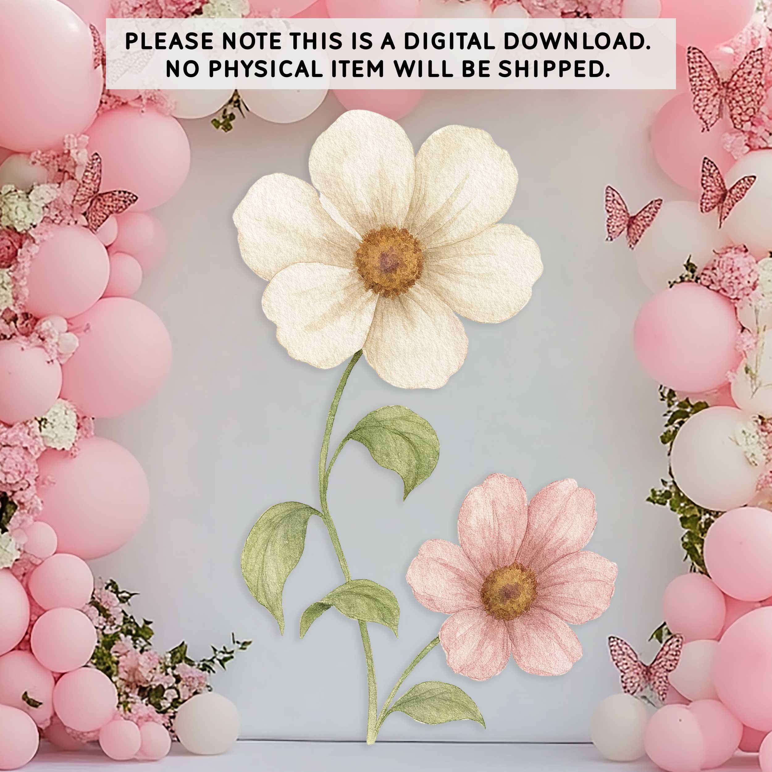 Baby in Bloom Big Decor Cutout, Printable Spring Floral Birthday Party ...