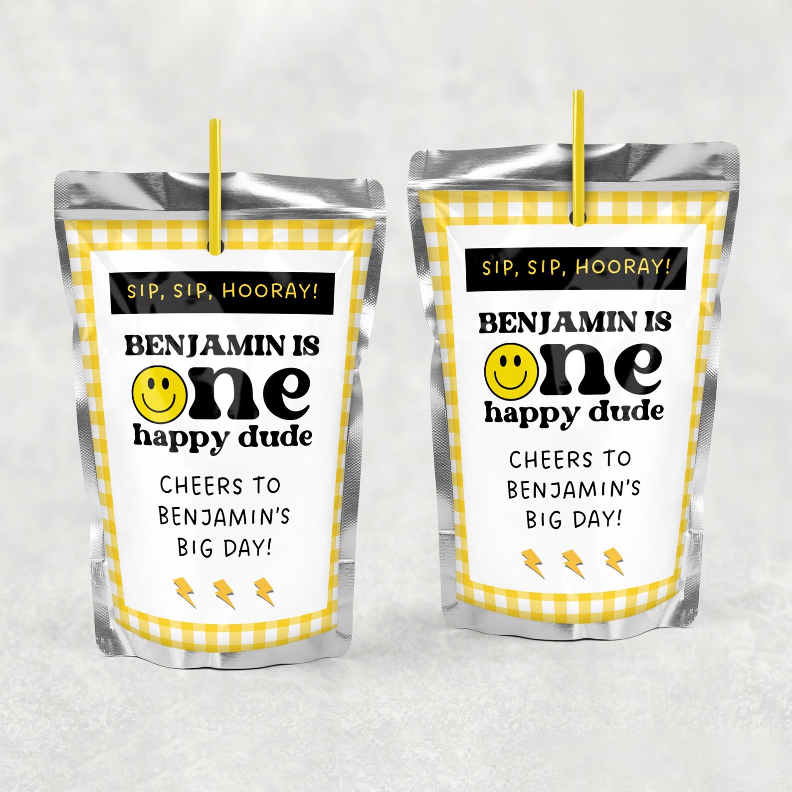 Printable One Happy Dude Juice Pouch Label, Editable One Happy Dude ...
