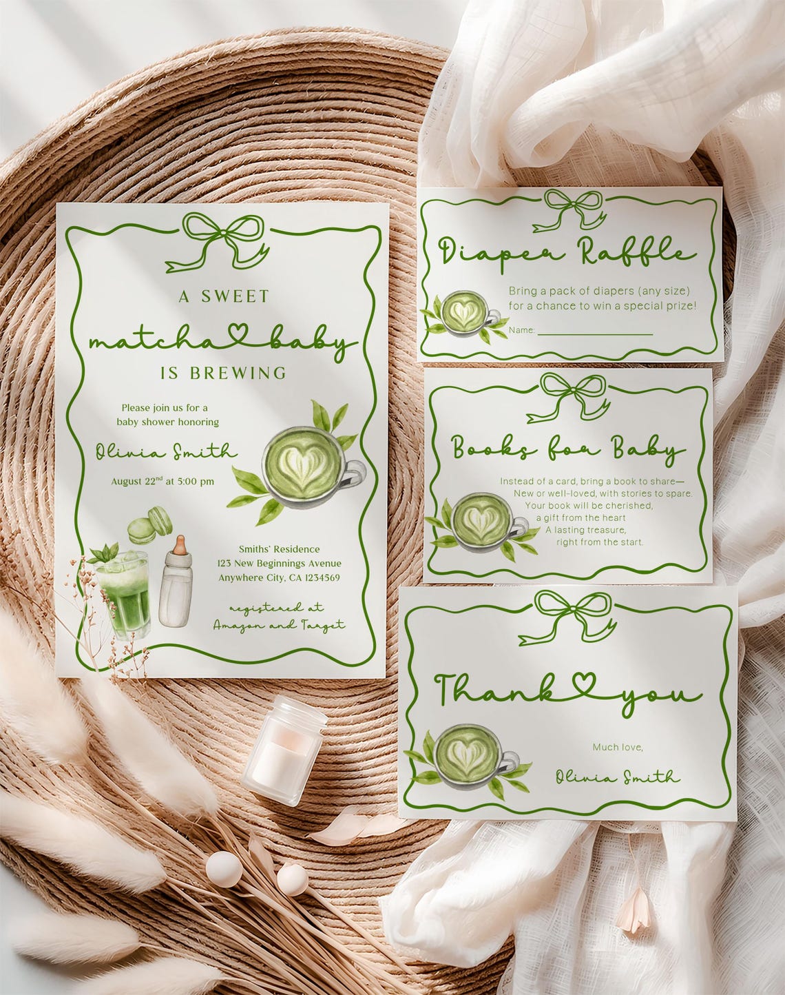 Editable Matcha Baby Shower Bundle, A Baby is Brewing Matcha Baby ...