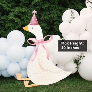 Printable One Silly Goose Big Decor Cutout, Goose With Pink Party Hat ...
