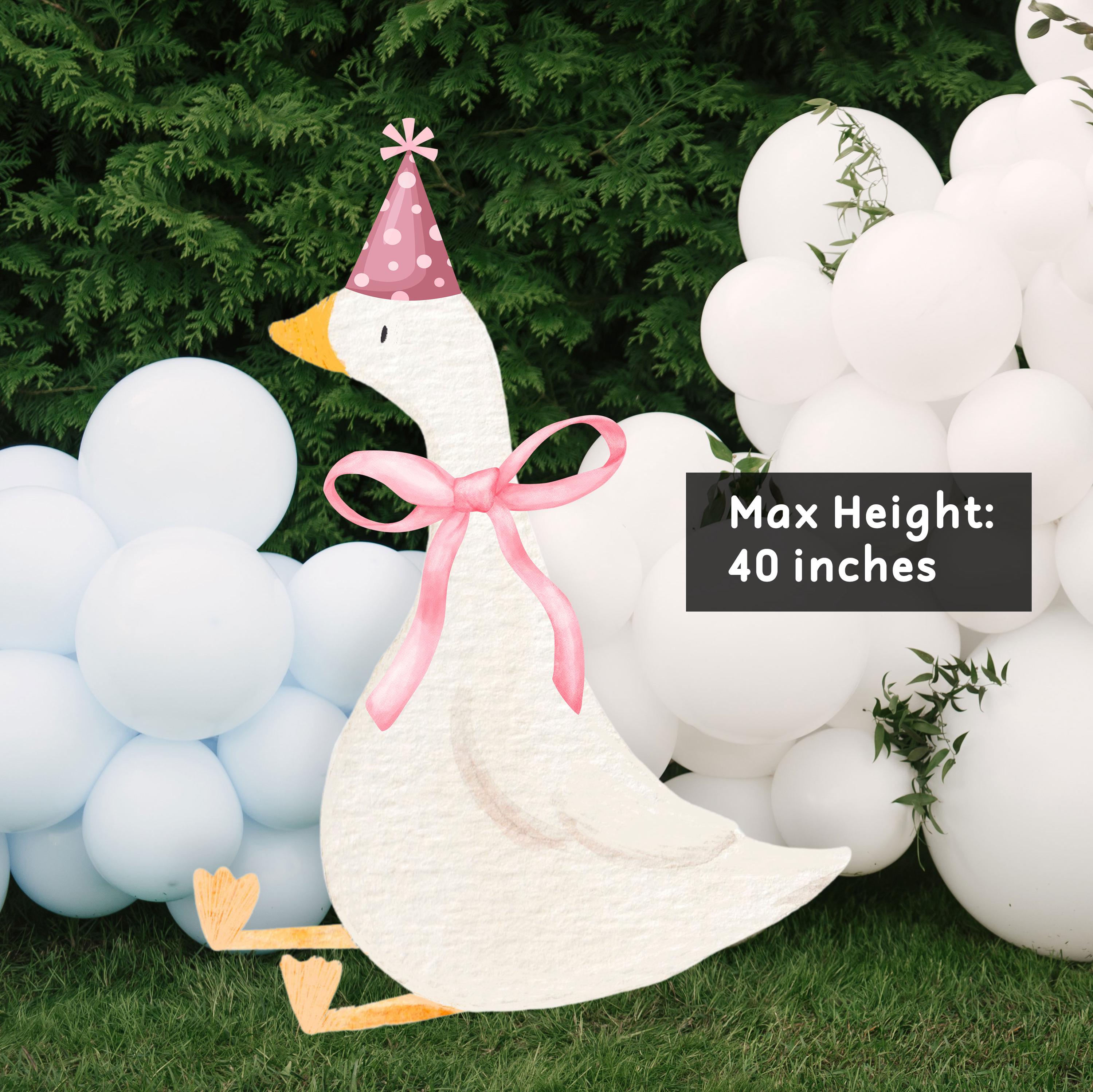 Printable One Silly Goose Big Decor Cutout, Goose With Pink Party Hat ...