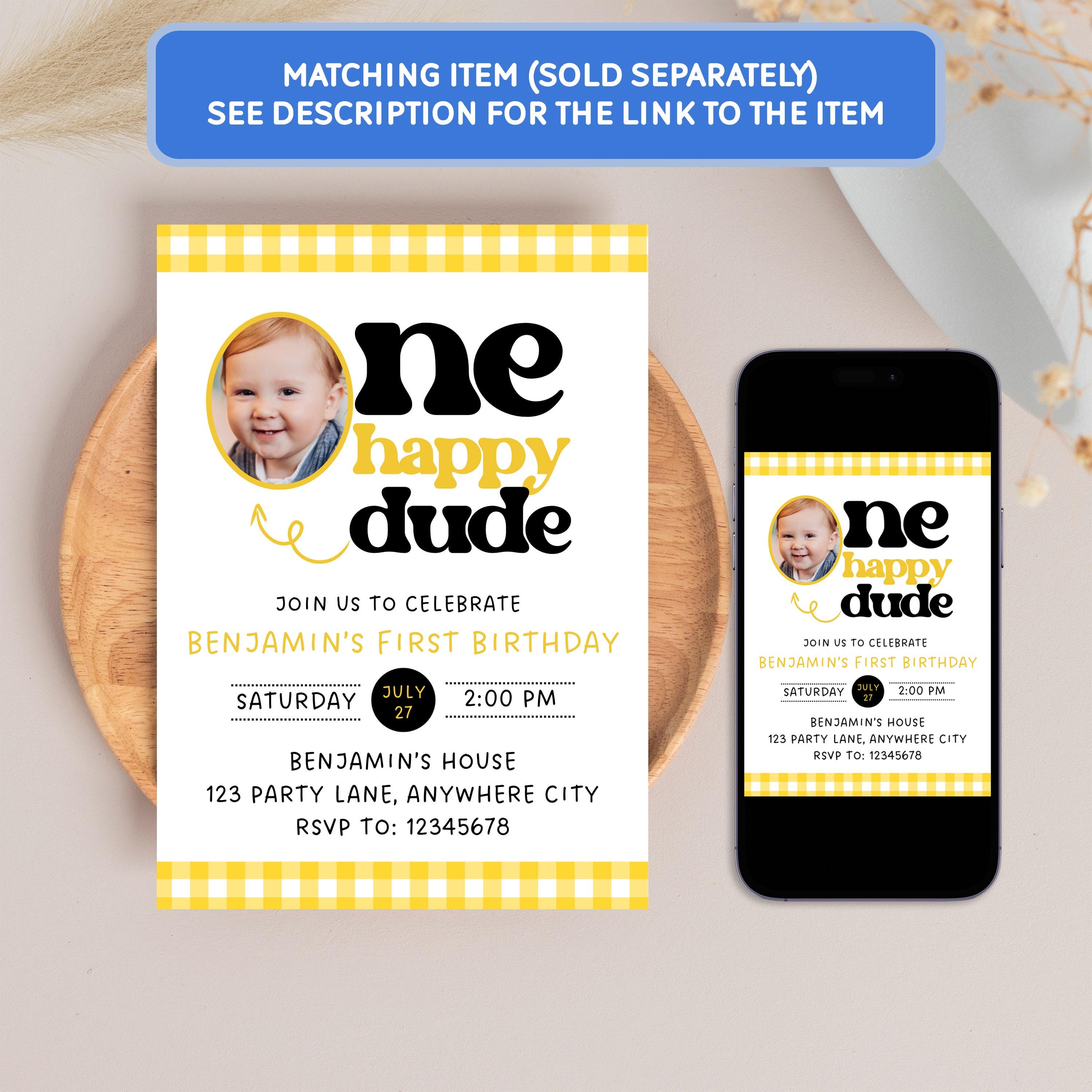 One Happy Dude Juice Pouch Label, Editable Birthday Template (digital ...