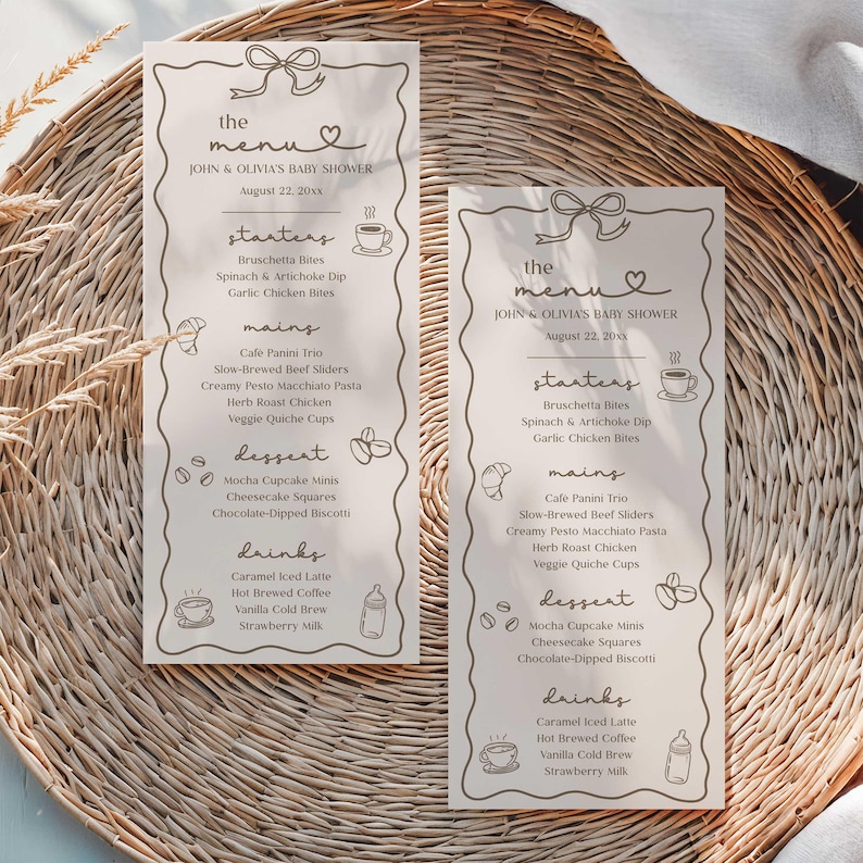 A Baby is Brewing Baby Shower Menu, Coffee Theme Baby Shower Food List ...